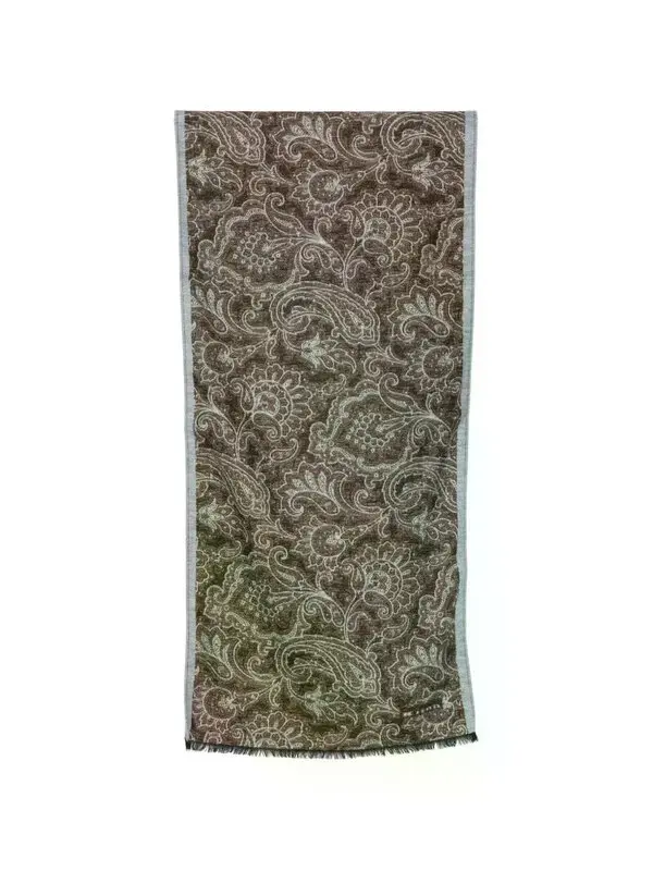 Kiton Paisley-print Frayed Scarf - Brown