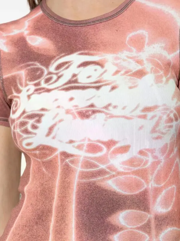 DIESEL® Graphic-print Ribbed-knit T-shirt - Pink