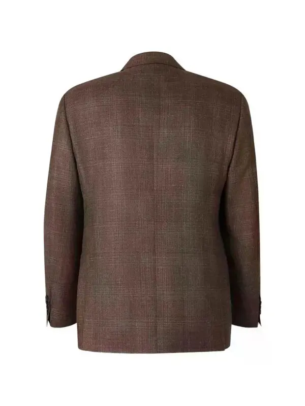 Canali Check-pattern Notched-lapels Jacket - Brown