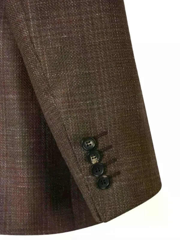 Canali Check-pattern Notched-lapels Jacket - Brown