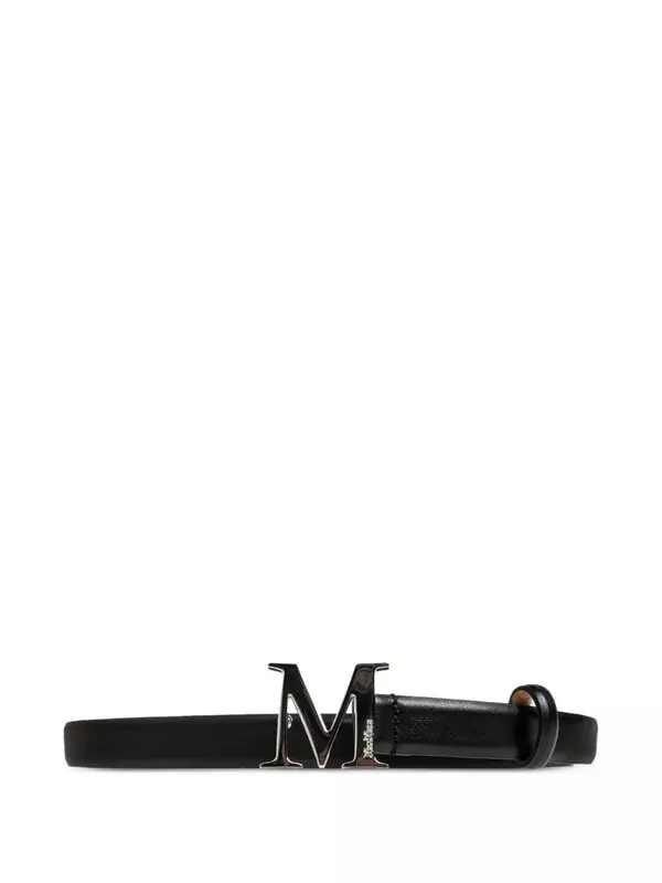 Max Mara Logo Plaque Leather Belt
