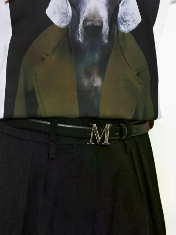 Max Mara Logo Plaque Leather Belt