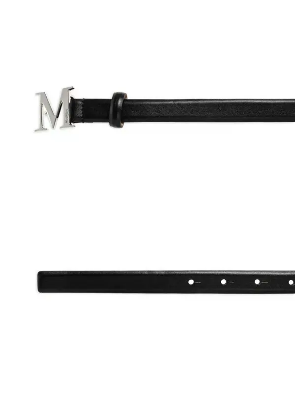 Max Mara Logo Plaque Leather Belt - Black