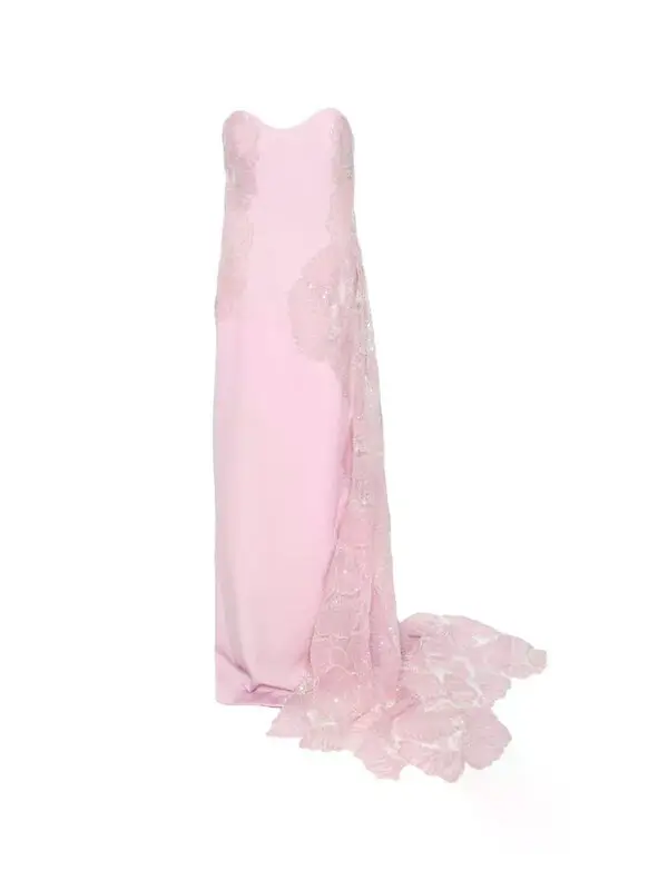 JEAN-LOUIS SABAJI Strapless Sequined Tulle Maxi Dress - Pink