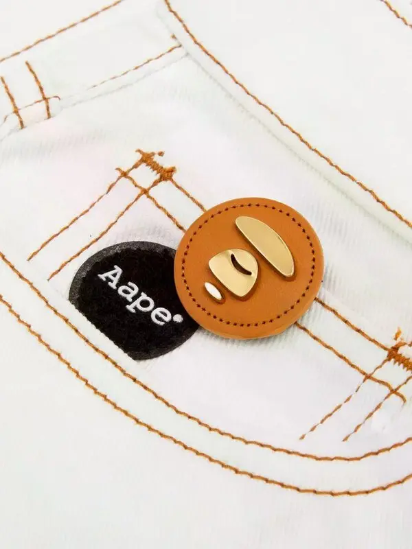 AAPE BY *A BATHING APE Logo Print Raw-cut Hem Shorts