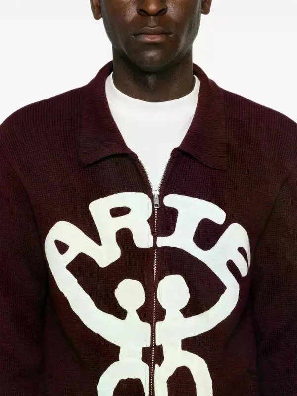 ARTE ANTWERP Graphic-intarsia Zip-up Sweater