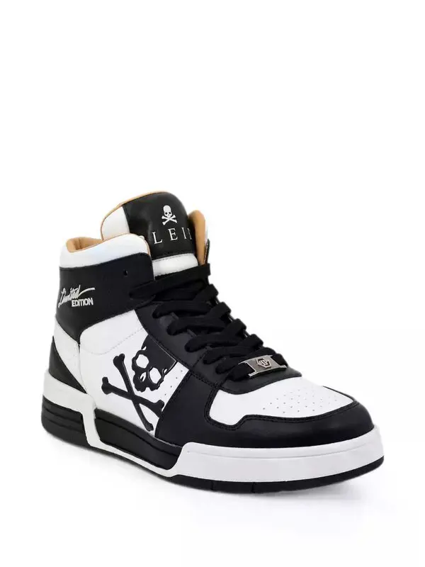Philipp Plein Notorious Skull Patch High Top Sneakers - White