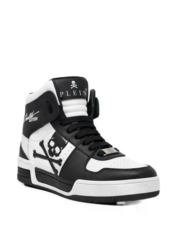 Philipp Plein Notorious Skull Patch High Top Sneakers - White