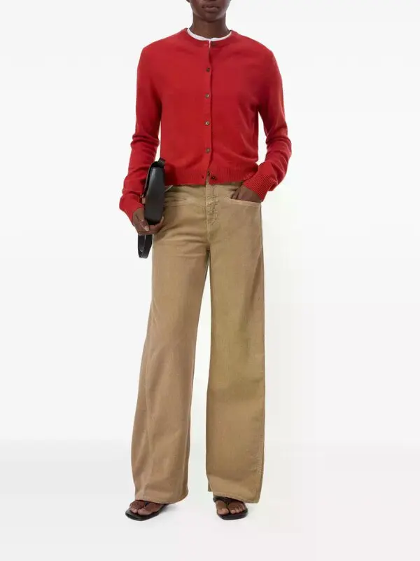 Closed Crew-neck Long-sleeve Cardigan
