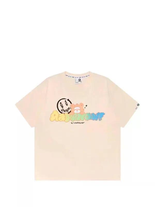 AAPE BY *A BATHING APE Bear-graphic T-shirt - Neutrals