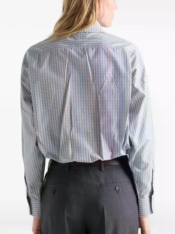 Prada Madras Check Shirt With Scarf Detail