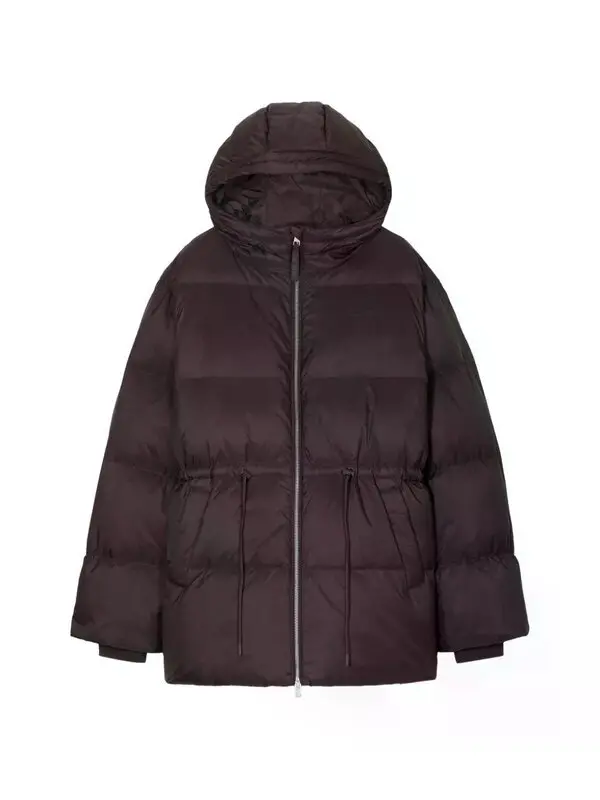 Closed Hooded Quilted Jacket - Brown