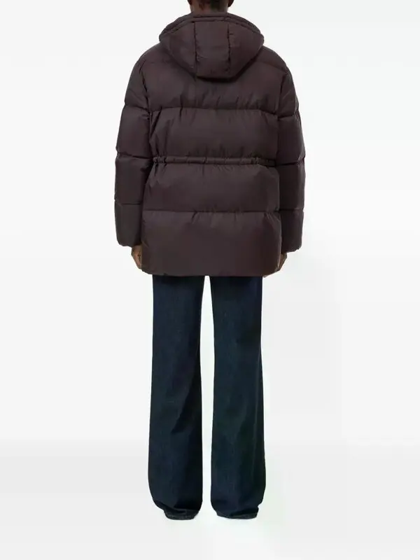 Closed Hooded Quilted Jacket - Brown