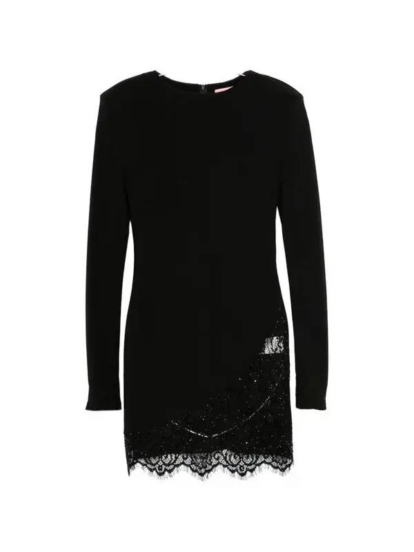 TWENTY FOURHAITCH Lace-panelled Sequin-embellished Mini Dress