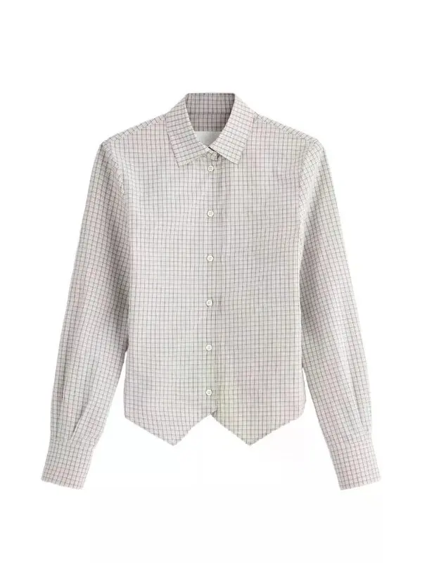 MAISON MARGIELA Check Pattern Handkerchief Hem Shirt - Beige