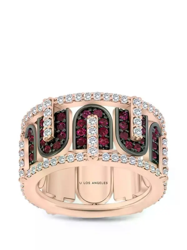 U LOS ANGELES 18k Rose Gold Diamond And Ruby Ring
