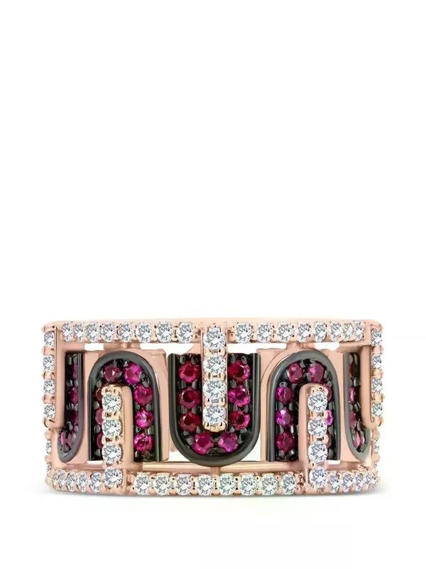 U LOS ANGELES 18k Rose Gold Diamond And Ruby Ring - Pink