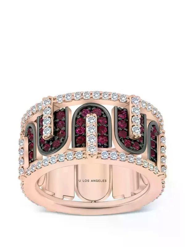 U LOS ANGELES 18k Rose Gold Diamond And Ruby Ring