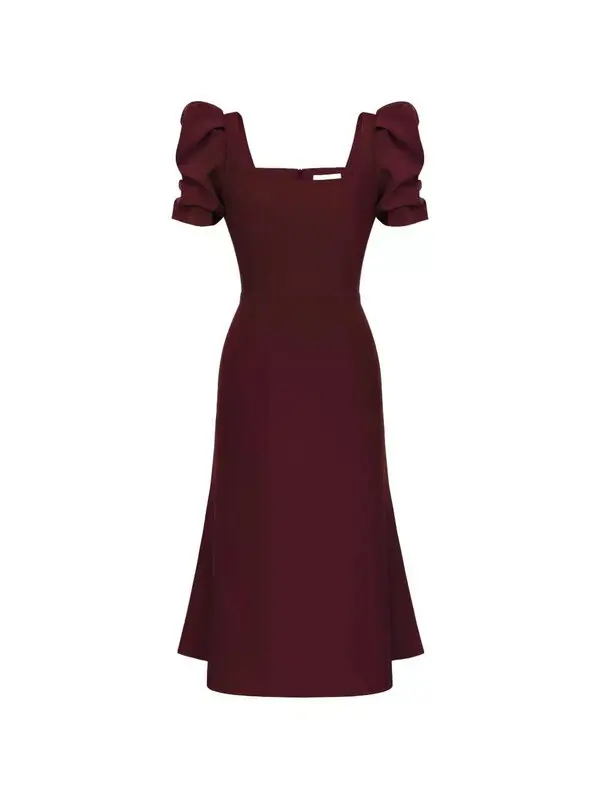 POST MERIDIEM Godet-silhouette Square-neck Midi Dress