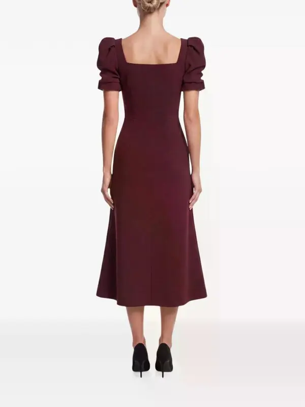 POST MERIDIEM Godet-silhouette Square-neck Midi Dress
