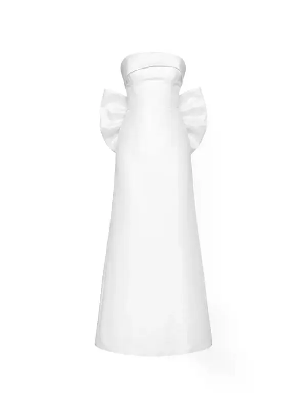 POST MERIDIEM Strapless Maxi Dress With Bow Detail