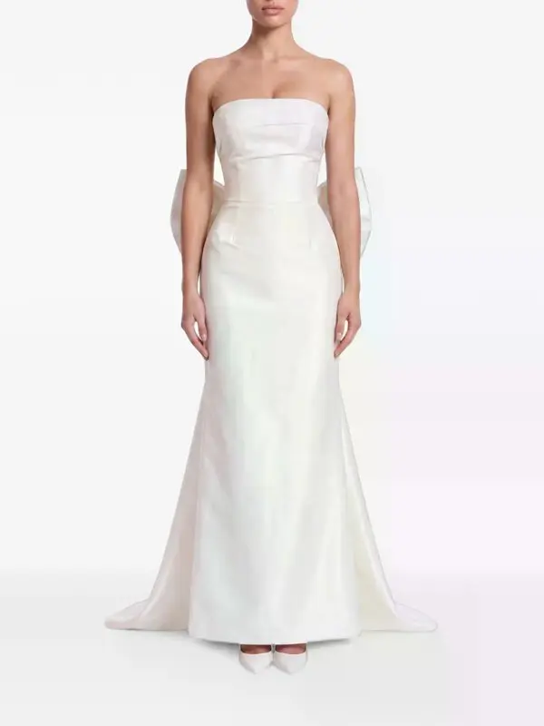 POST MERIDIEM Strapless Maxi Dress With Bow Detail