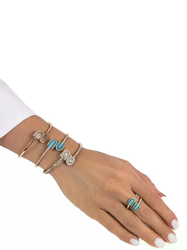 U LOS ANGELES 18k Yellow Diamond And Turquoise Bangle