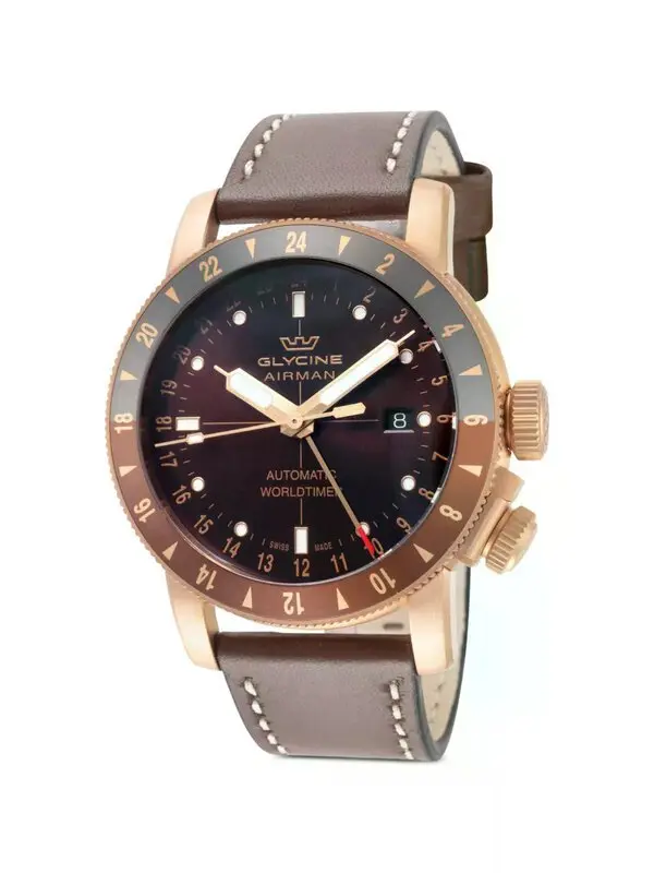 GLYCINE Airman 44mm Watch - Brown