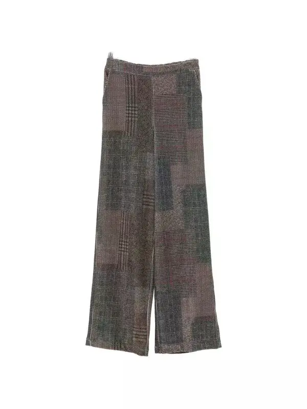 BYE Patchwork Check Wide Leg Trousers