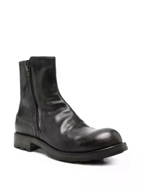 SHOTO Leather Side-zip Ankle Boots