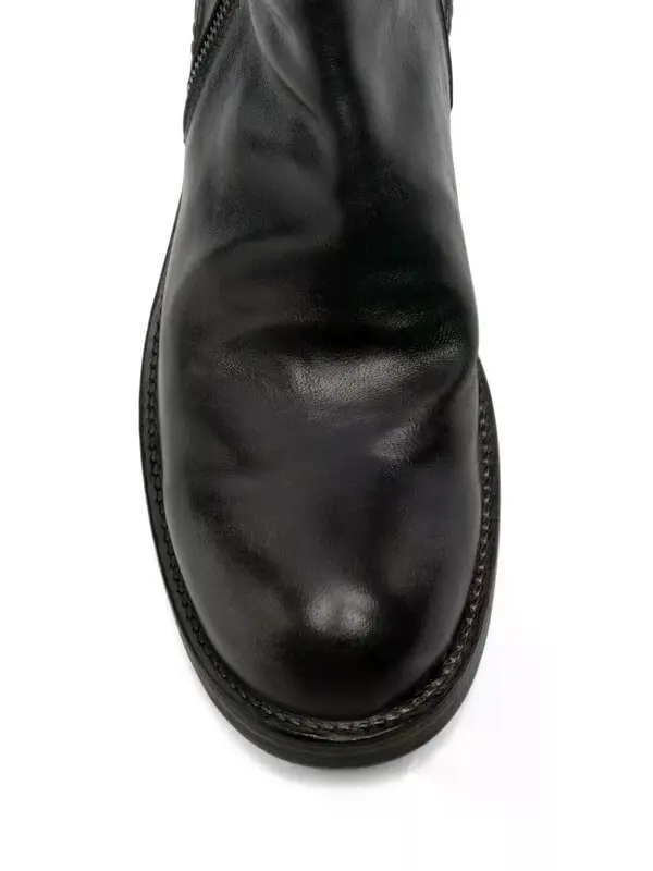 SHOTO Leather Side-zip Ankle Boots
