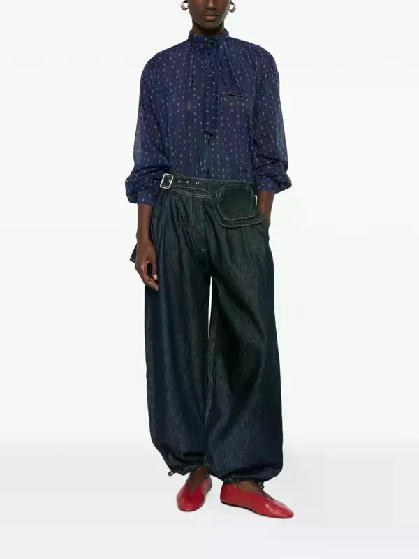FORTE_FORTE Tie-neck Printed Blouse