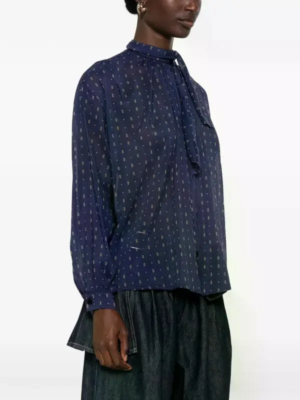 FORTE_FORTE Tie-neck Printed Blouse