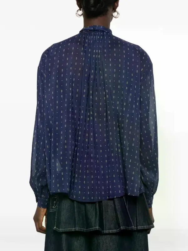 FORTE_FORTE Tie-neck Printed Blouse
