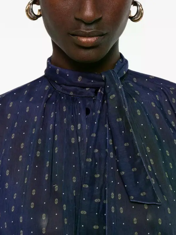 FORTE_FORTE Tie-neck Printed Blouse