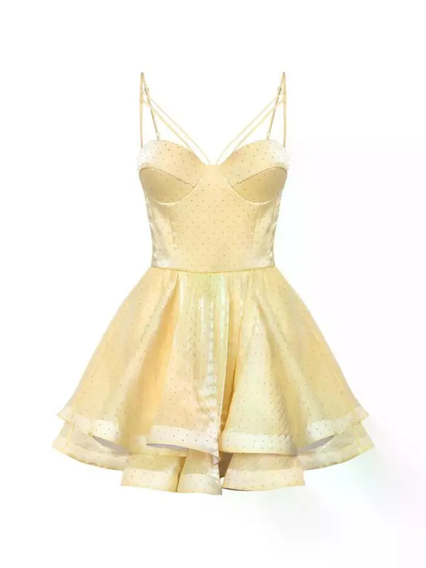 POST MERIDIEM Rhinestone-embellished Bustier Mini Dress - Yellow