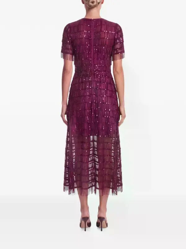 POST MERIDIEM Sequin Embellished Fringed Midi Dress