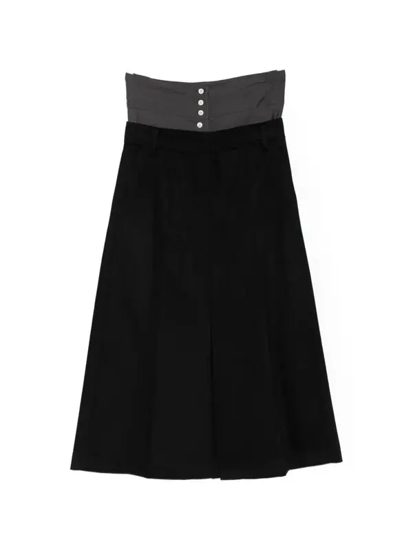 SYSTEM Pinstriped Layered-waist Midi Skirt - Black