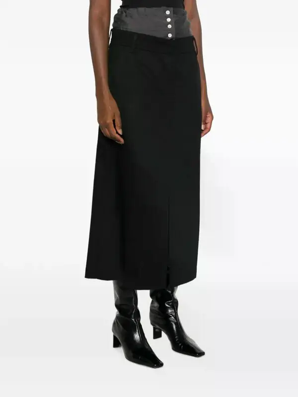 SYSTEM Pinstriped Layered-waist Midi Skirt