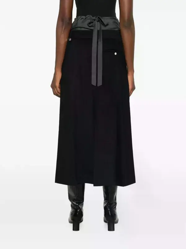 SYSTEM Pinstriped Layered-waist Midi Skirt