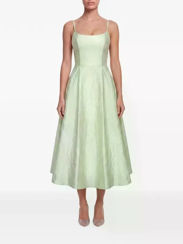 POST MERIDIEM Jacquard-patterned Corset-style Midi Dress