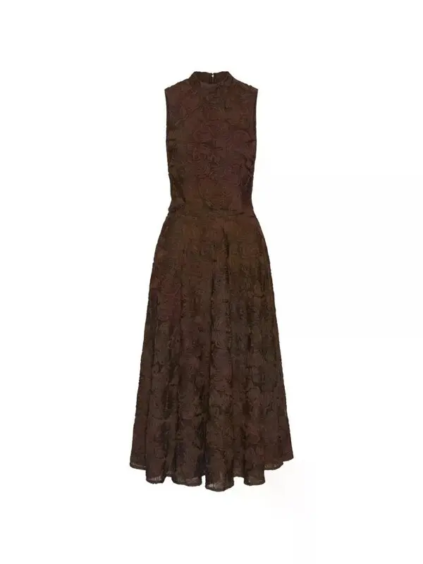 ROTATE BY BIRGER CHRISTENSEN Sleeveless Floral Jacquard Midi Dress
