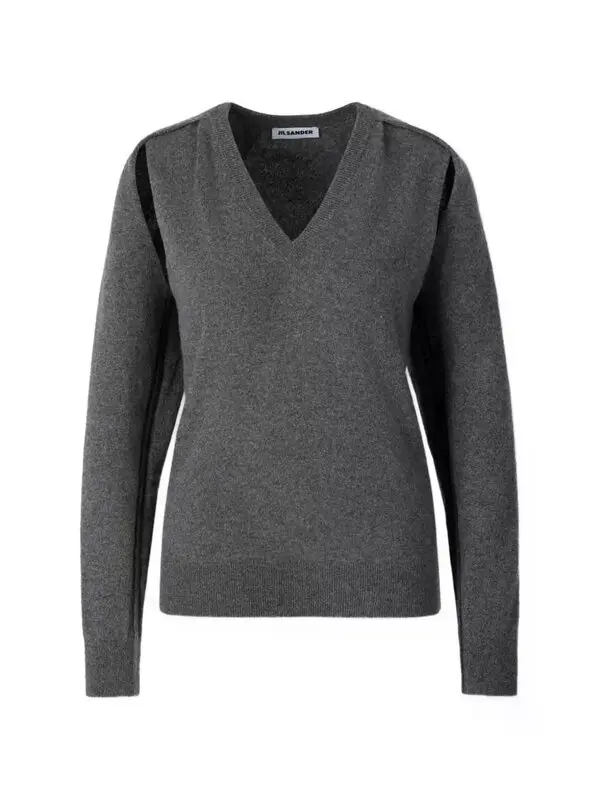 JIL SANDER V-neck Cut-out Sweater - Grey