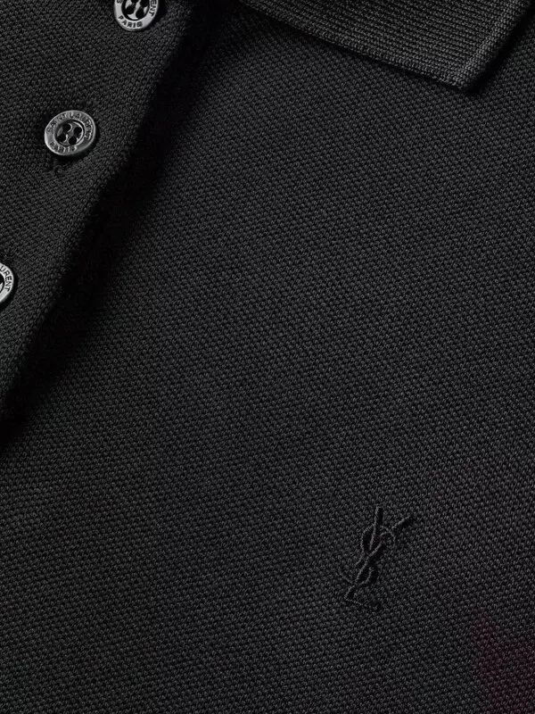 Saint Laurent Logo-embroidered Polo Shirt - Black
