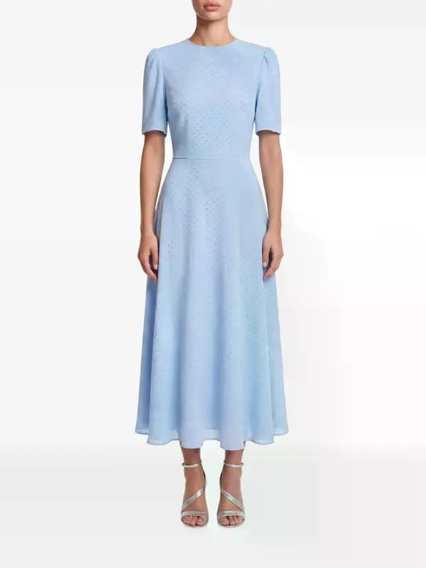 POST MERIDIEM Rhinestone Embellished Chiffon Midi Dress