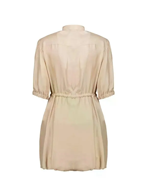 Moncler Silk Twill Mini Shirt Dress - Neutrals
