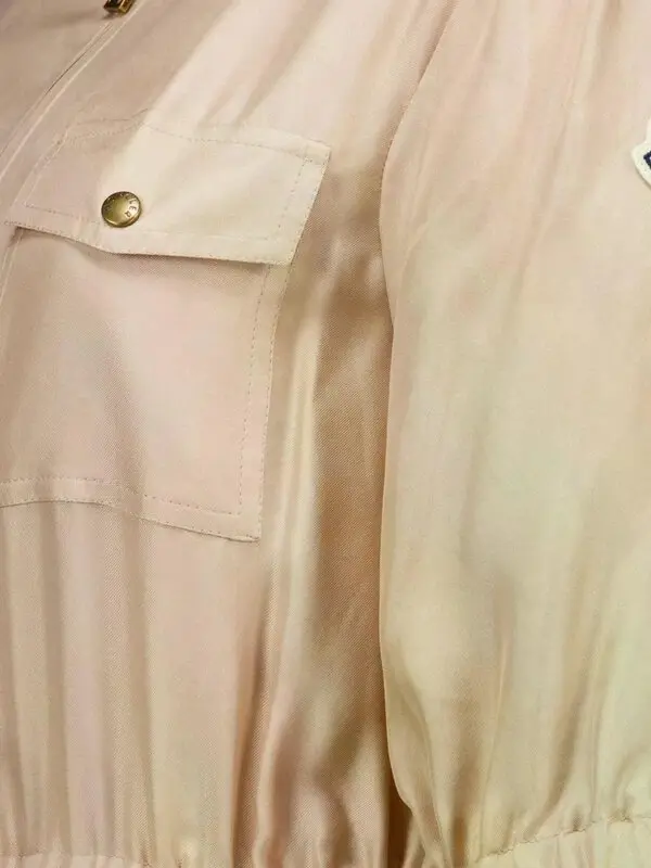 Moncler Silk Twill Mini Shirt Dress - Neutrals