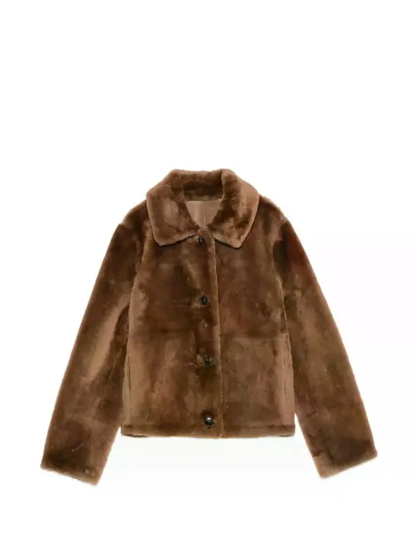 YVES SALOMON Button-fastening Shearling Jacket - Brown