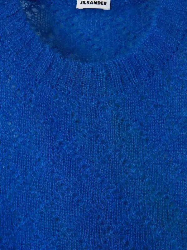 JIL SANDER Pointelle-knit Cropped Sweater - Blue