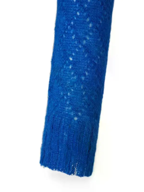 JIL SANDER Pointelle-knit Cropped Sweater - Blue